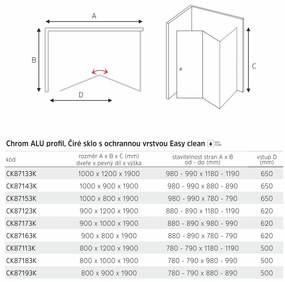 Mereo Mereo, Sprchový kout, LIMA, obdélník, chrom ALU, sklo čiré, CK87113K