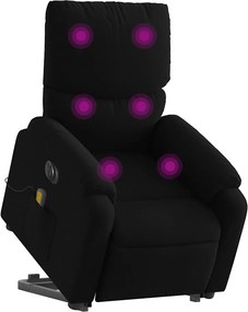 Elektrické zvedací masážní polohovací křeslo černé textil 3204862
