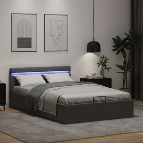 Rám postele LED s úložným prostorem šedý umělá kůže 140x200 cm 285555