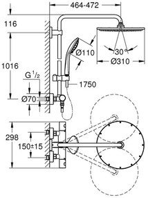 Grohe Euphoria System 310 Sprchová souprava s termostatickou baterií, kartáčovaný Cool Sunrise 26075GN0