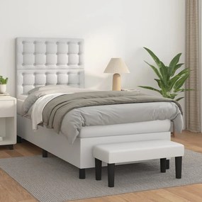 Box spring postel s matrací bílá 90x200 cm umělá kůže 3137642