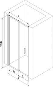 Mexen Exo, skládací dveře do otvoru 100x200 cm, 6mm čiré sklo, chromový profil, 816-100-000-01-00