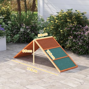 PawHut dog agility most agility vybavení pro psy se skládacím mostem, protiskluzový povrch výškově nastavitelné agility vybavení pro zahradu, 173 x 5…