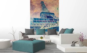 DIMEX | Vliesová fototapeta na zeď Abstrakt Eiffelova věž I. MS-2-0375  | 150 x 250 cm | modrá, zelená, vícebarevná