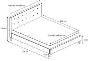 Čalouněná postel DAVID šedá rozměr 140x200 cm