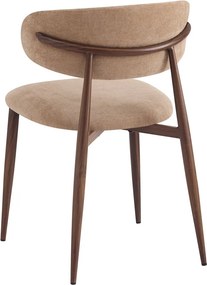 Jídelní židle FRAPA — kov, látka, dekor ořech / béžová