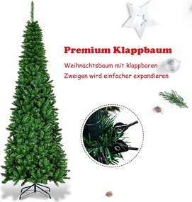 Costway 200 cm Slim Christmas Tree s Warm bílá LEDs Umělý vánoční stromek