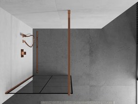 Mexen Kioto sprchová zástěna 70x200 cm 8 mm, profil růžové zlato, sklo černý vzor 1, 800-070-101-60-77