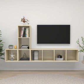 3dílný set TV skříněk dub sonoma dřevotříska 3079829
