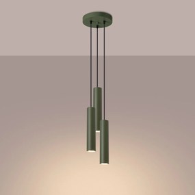 Sollux Lighting Závěsná lampa LAGOS 3P olivově zelená