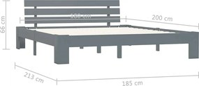 Rám postele šedý masivní borovice 180 x 200 cm 283171