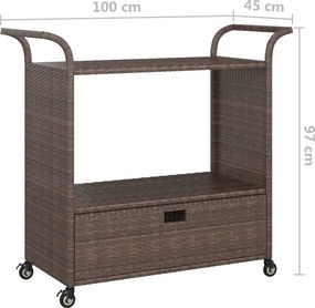 vidaXL Barový vozík se zásuvkou 100 x 45 x 97 cm polyratan [316662] Barva: Šedá