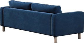 Potah na pohovku IKEA  Karlstad 3-místná, nerozkládací, krátký barva tmavě modrá látka lesklé, sametová