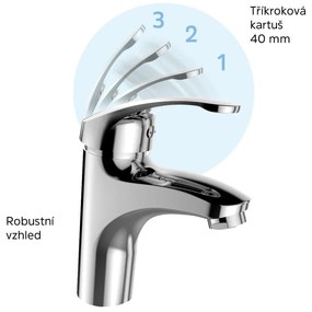 Mereo Mereo, Dřezová nástěnná baterie, Sonáta, s ramínkem plochým rovným 210 mm, chrom, CB302AN