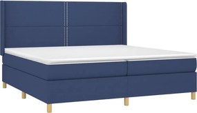 Box spring postel s matrací a LED modrá 200x200 cm textil 3138827