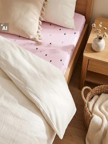 Sinsay - Napínací prostěradlo se srdíčky - pastelová růžová