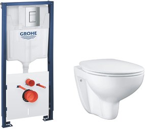 Set podomítkový WC modul s tlačítkem a těsněním Grohe Solido 39930000, sada mísa + prkénko s pomalým sklápěním Grohe Bau Ceramic 39351000