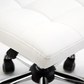 HOMCOM Kancelářská židle, ergonomická židle bez područek, výškově nastavitelná otočná židle, počítačová židle do kanceláře, studovny, umělá kůže, bílá