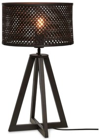 Černá stolní lampa s bambusovým stínidlem (výška 53 cm) Java – Good&amp;Mojo