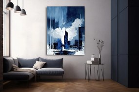 Abstraktní obraz modrá civilizace Rozměr: 40 x 60 cm