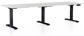 Výškově nastavitelný stůl OfficeTech Long, 240 x 80 cm, černá podnož, světle šedá