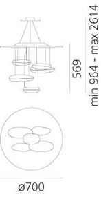 Artemide 1477110A - LED Stmívatelný lustr na lanku MERCURY LED/29W/230V 3000K