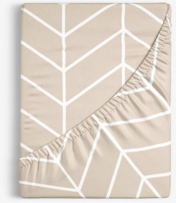 Goldea bavlněné napínací prostěradlo - bílý cikcak na béžovém 80 x 160 cm