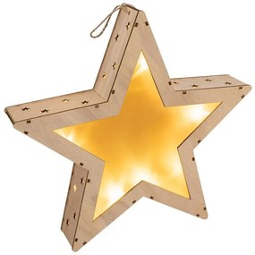 Nexos  65859 Vánoční dřevěná hvězda s 3D efektem, 10 LED