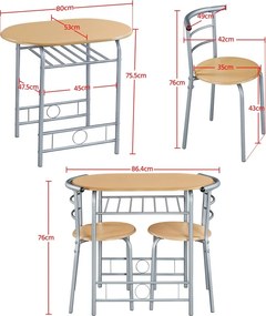 Jídelní sestava Yaheetech – přírodní dřevo (265486441876)