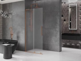 Mexen Velar L, posuvná sprchová zástěna Walk-in 120 x 200 cm, 8mm sklo námraza, měděná matná, 871-120-003-33-65