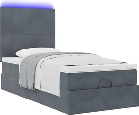 Osmanský rám postele s matracemi tmavě šedá 100x200cm samet 3314229