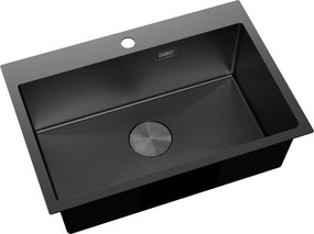 Mexen Solix, 1-komorový nerezový dřez 650 x 450 mm, černá, vzor voština, 6403651000-70HC