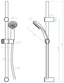 Kuchinox Cento, sprchový sloup 70 cm s ruční sprchovou hlavicí, chromová, LAV-NKC_01A1