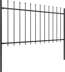 Zahradní plot s kopím nahoře ocelový 337 x 100 cm černý 277612