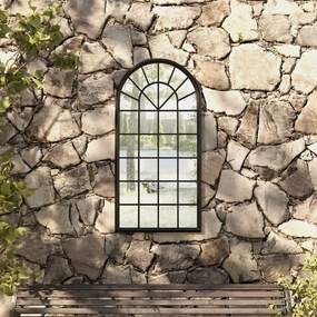 Zahradní zrcadlo černé 90 x 45 cm železo do exteriéru 318348