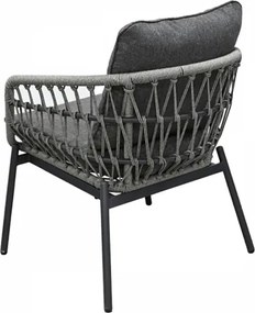 Zahradní set stůl 90x48 židle dvojkřeslo tmavě šedý antracitový ratan kov AZ-L1880 grey