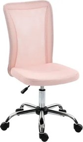 Vinsetto ergonomická otočná kancelářská židle bez opěrek rukou z prodyšné síťoviny, výškově nastavitelná, růžová