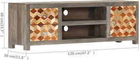 vidaXL TV stolek šedý 120 x 30 x 40 cm masivní mangovníkové dřevo [282735]