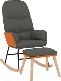 Houpací křeslo se stoličkou tmavě šedé textil 3097402