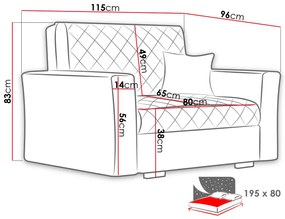 Rozkládací křeslo s úložným prostorem BELA KARO 1 - šedé