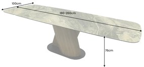 Massive home | Jídelní stůl ELEMENTS 180-260 cm rozkládací, ořechový rám s keramickou deskou, taupe béžový mramorový vzhled