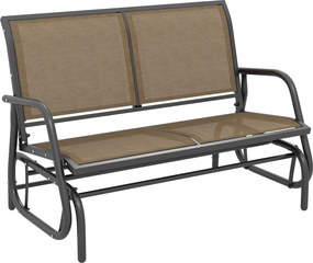 Outsunny zahradní houpací lavička pro 2 osoby z kovu a síťoviny, 120 x 70 x 85 cm, světle hnědá