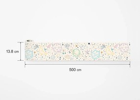 Dětská samolepící bordura na zeď Béžový Kreslený Vesmír | 5 m x 13.8 cm | DWBD8533