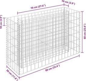 Gabionový vyvýšený záhon pozinkovaná ocel 90 x 30 x 60 cm 145630