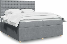Box spring postel s matrací světle šedá 200 x 200 cm textil 3292177