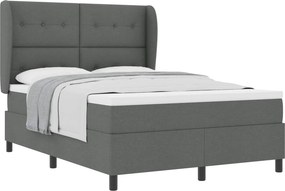 Postel s boxspringem s čelo Tmavě šedá 140 x 190 cm textil 3340558
