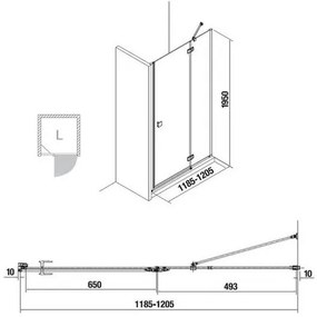 Jika Pure Sprchové dveře 120 cm, levé, čiré sklo H2544260026681