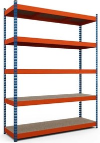 Fistar Regál 312x180x50 cm PROFESIONÁLNÍ lakovaný 5-policový, nosnost 2000 kg - MODRO-ORANŽOVÝ