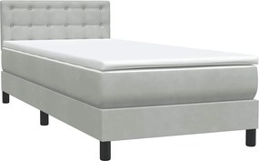 Box spring postel s matrací a LED Světle šedá 90x220 cm Samet 3317295