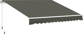 Manuální výsuvná markýza Outsunny 350x250 cm – Balkonová markýza s voděodolným a UV30+ ochranným kovovým kličkou pro venkovní použití | Aosom